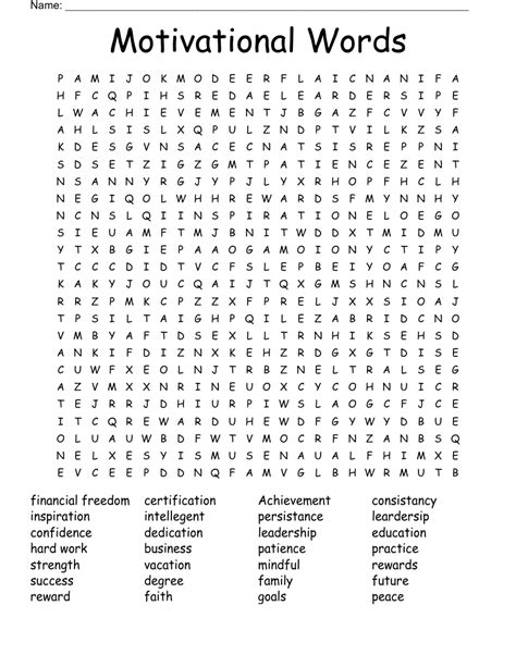 Motivational Words Word Search Wordmint