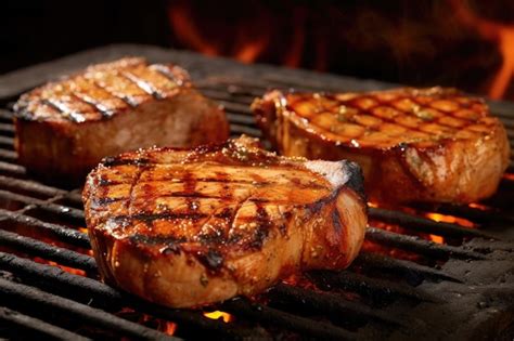 Premium Ai Image Charred Grill Marks On Perfectly Cooked Pork Chops