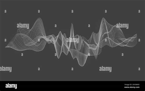 Dark Grey Translucent 3d Wireframe Wave Structure Abstract Visualization Of Audio Sound Waves