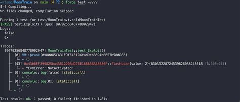 `forge Test` Funtion Call Throws `evmerror Notactivated` Error