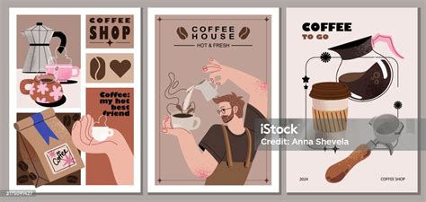 커피 포스터 주전자 바리스타 캐릭터 아라비카 커피 컵 에스프레소 카푸치노 원두 커피 마실 것에 대한 스톡 벡터 아트 및 기타 이미지 Istock