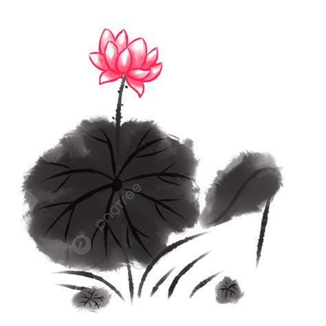 수 묵 연꽃 테두리 일러스트 삽화 잉크 로터스 잉크 풍경 카세트 테두리 Png 일러스트 및 Psd 이미지 무료 다운로드 Pngtree