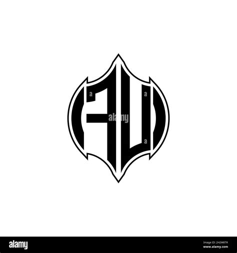 FU Monogram Logo Letter With Gemoteric Line Rounded Shape Style Design