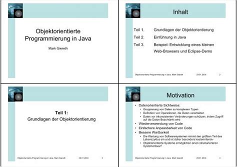 Objektorientierte Programmierung In Java Inhalt Motivation