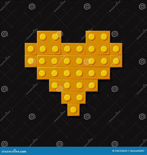 Red Heart Block Plastic Toys Constructor Symbol Of Love Vector