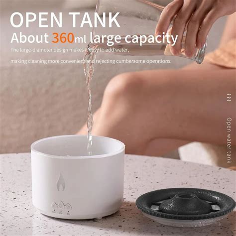 Plastic Cylindrical Volcano Aroma Flame Humidifier Aroma Diffuser 360