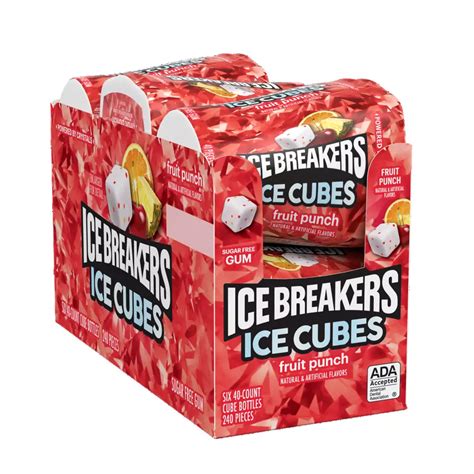 Ice Breakers Ice Cubes Fruit Punch Sugar Free Gum 324 Oz Bottle 6