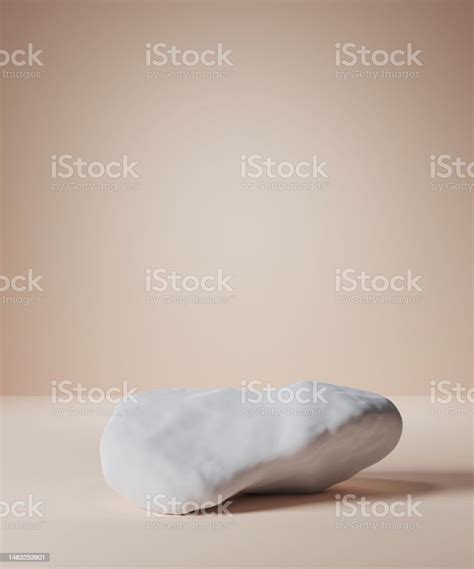 3d 백색 바위 또는 돌 연단 또는 포장 프리젠테이션 및 화장품을 위한 무대 모형 제품 장면 배경입니다 3d 렌더링 최소 스타일