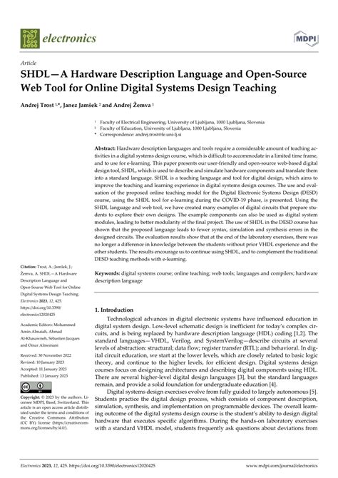 Pdf Shdl—a Hardware Description Language And Open Source Web Tool For