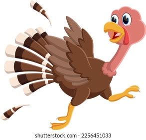 Cartoon Funny Turkey Bird Running Isolated Stock Vector Royalty Free
