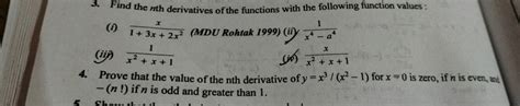 Find The Nth Derivatives Of The Functions With The Following Function Val