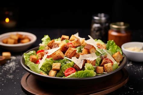 Premium Photo Gourmet Caesar Salad Creation
