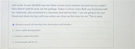 Solved Last Week 6 Year Old Beth Saw Her Father Scream At