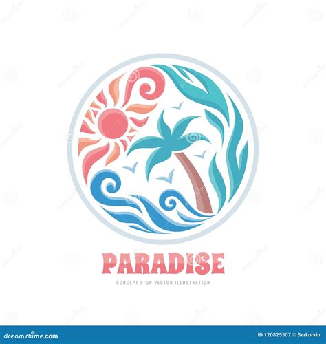Paradise Summer Travel Vacation Vector Business Logo Concept