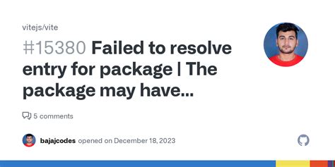 Failed To Resolve Entry For Package The Package May Have Incorrect