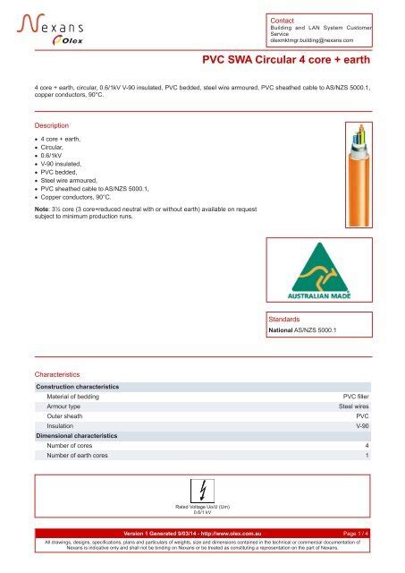 PVC SWA Circular Core Earth Olex