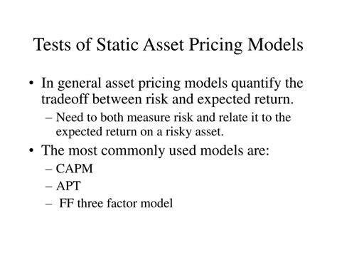 Ppt Tests Of Static Asset Pricing Models Powerpoint Presentation