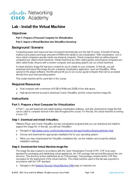 747 Lab Install The Virtual Machine Logra Pdf Virtual Machine