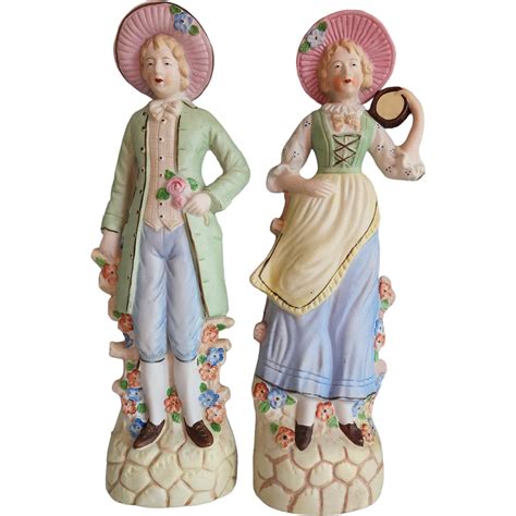 Andrea By Sadek Occupied Japan Bisque Porcelain Pair Of Figurines