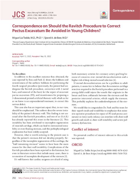 Pdf Correspondence On Should The Ravitch Procedure To Correct Pectus