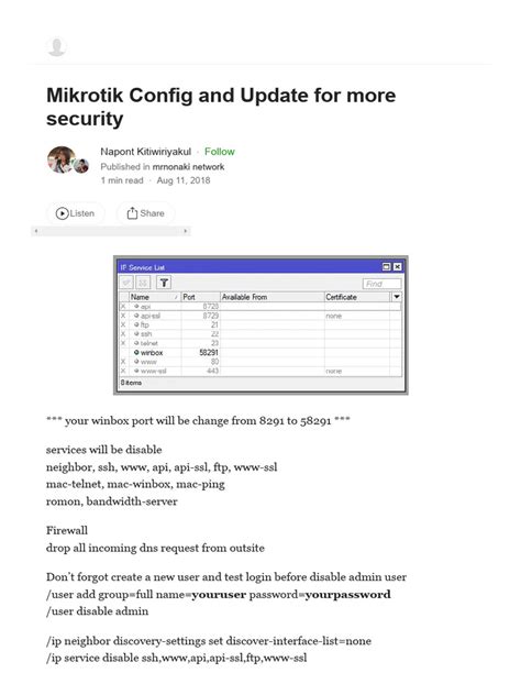 Mikrotik Config And Update For More Security Pdf Mikrotik Config And Update For More Security Pdf