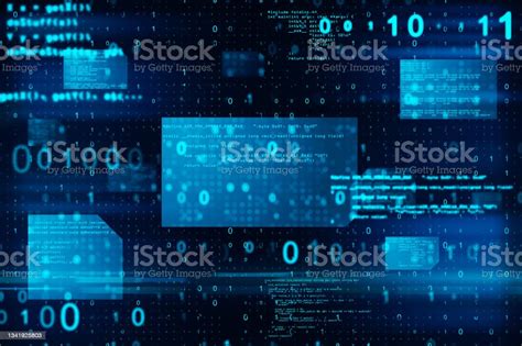 추상 빛나는 파란색 코딩 배경 바이너리 코드 기술 데이터 및 인터넷 개념 3d 렌더링 네트워크 보안에 대한 스톡 사진 및 기타