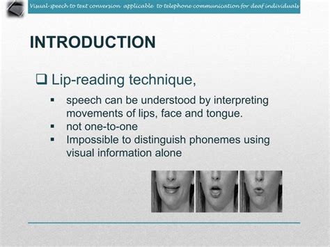Visual Speech To Text Conversion Applicable To Telephone Communication Ppt