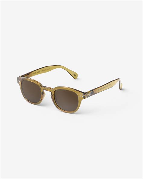 Izipizi C Frame Sunglasses In Golden Green Brown Lenses
