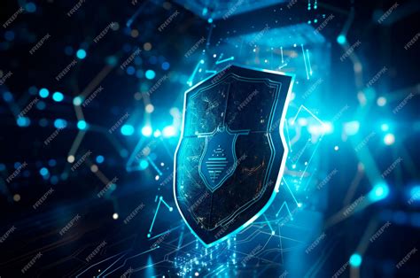 Premium Photo Digital Cyber Security Concept Shield On Circuit Board Background With Blue