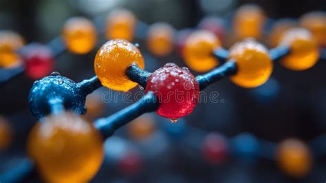 New Renewable Material Synthesis Showcasing Colorful Molecular Structure In A Lab Setting Stock