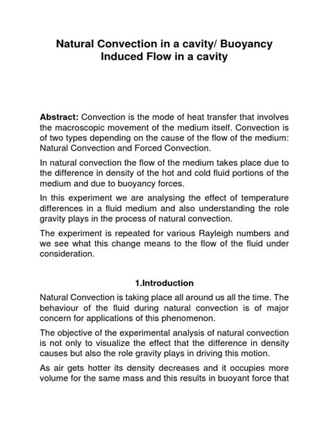 Natural Convection In A Cavity Pdf Convection Fluid Dynamics