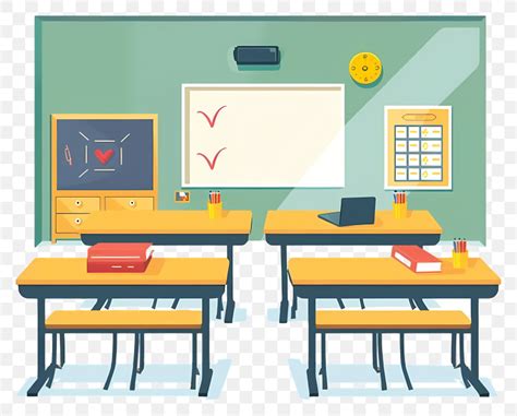 Classroom Classroom Environment With Desks And Board Png
