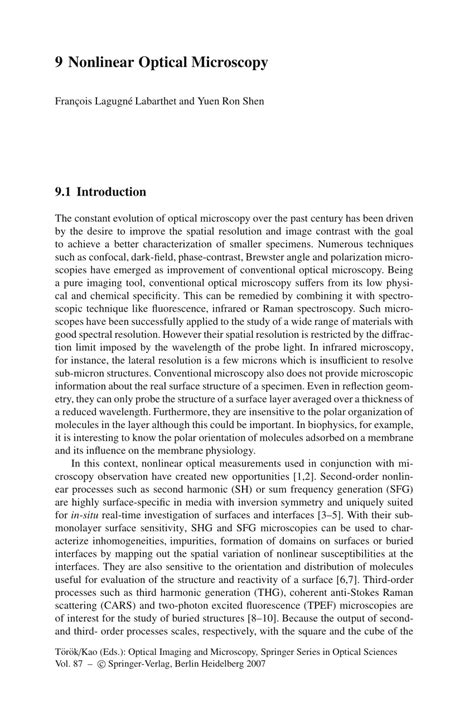 Pdf Nonlinear Optical Microscopy