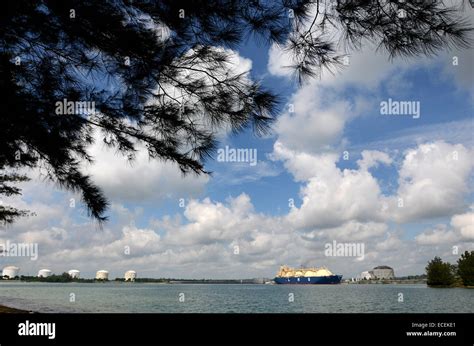 LNG Tanker Loading Gas In Gas Terminal Stock Photo Alamy
