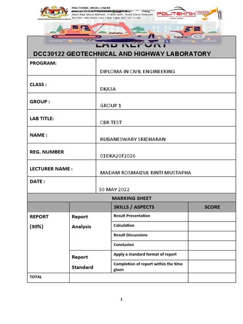Cbr Test Report Pdf Civil Engineering