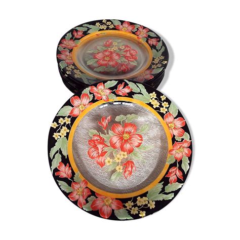 10 Assiettes A Dessert Arcoroc Sérigraphie Fleurs Selency