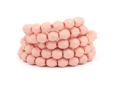 Peach Czech Glass Beads Matte Opaque Saturated Colour Etsy