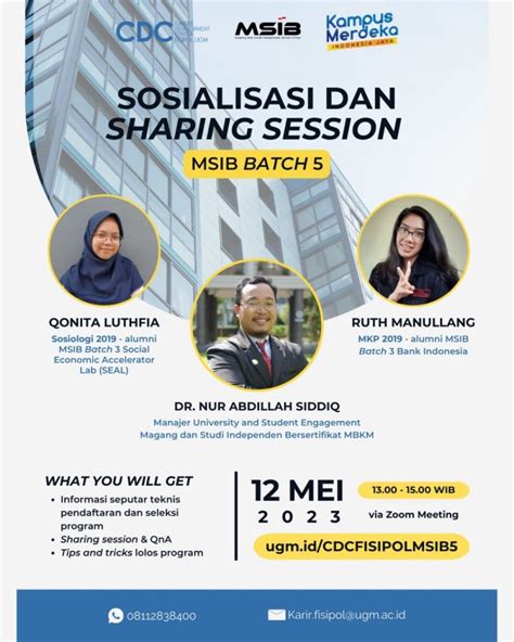 Informasi Sosialisasi Dan Sharing Session Msib Batch 5 Cdc Fisipol Ugm Msib Dan Kampus Merdeka