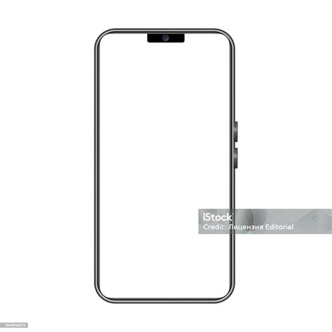 빈 흰색 화면 현대 개념스마트 폰 모형 카메라와 현실적인 얇은 가장자리 스마트 폰 휴대 전화와 함께 흰색으로 분리된 벡터 Brand Name Smart Phone에 대한