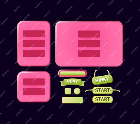 Premium Vector Set Of Funny Pinky Game Ui Board Pop Up Template Interface For Gui Asset Elements