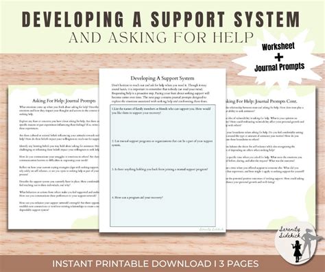 Developing A Support System And Asking For Help Worksheet And Journal