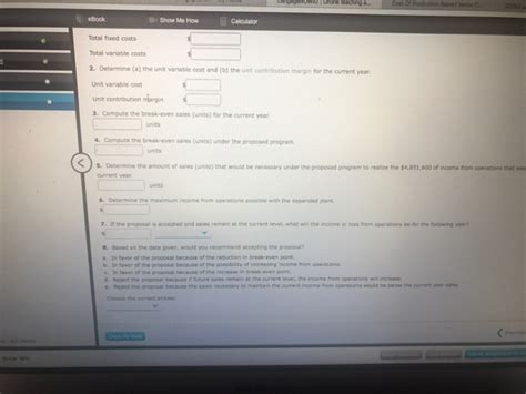 determine a the unit variable cost and b the unit