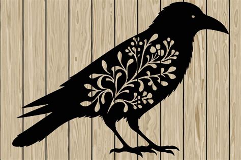 Floral Raven Stencil Silhouette Svg Graphic By Cosmosfineart · Creative