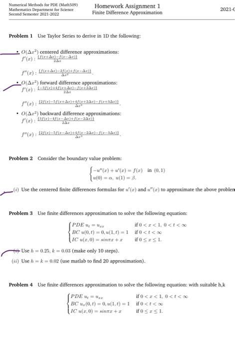 Solved Numerical Methods For Pde Math509 Mathematics