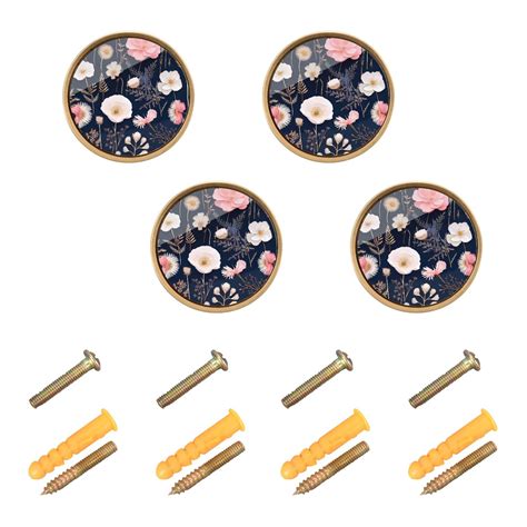 Flowers Floral Cabinet Knobs Kitchen Drawers Knobs Door Round Pulls