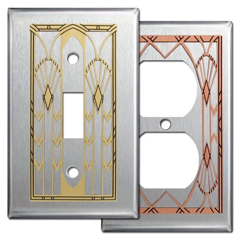 Antique Art Deco Light Switch Wall Plates In Stainless Steel Art Deco