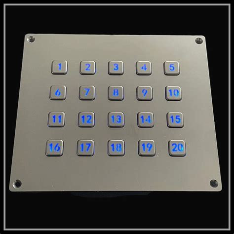 Black Panel Backlit Numeric Keypad Stainless Steel Metal Translucent