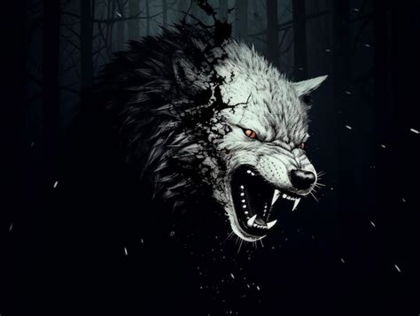 Premium Ai Image There Is A Wolf With Its Mouth Open In The Dark