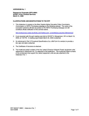 Fillable Online Wvhepc ADDENDUM No 1 Request For Proposals RFP