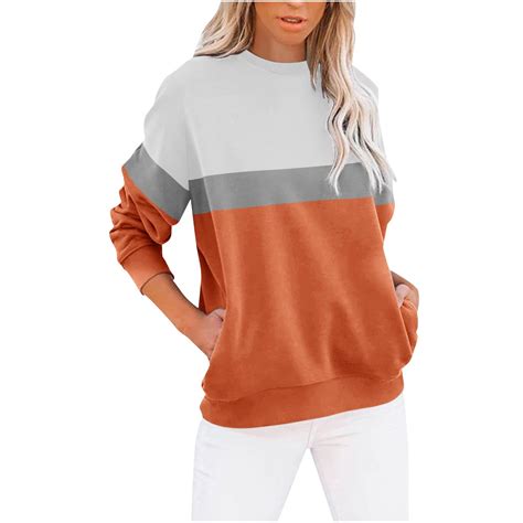 Snilers Sweatshirts For Women Crewneck Long Sleeve Pullover Color Block
